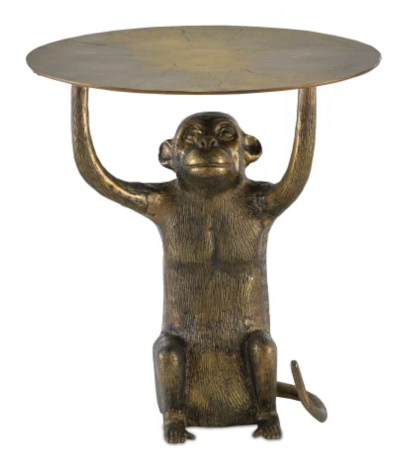 Horchow Gold Brass Anthropologie Style Monkey Accent Table Whimsical ...
