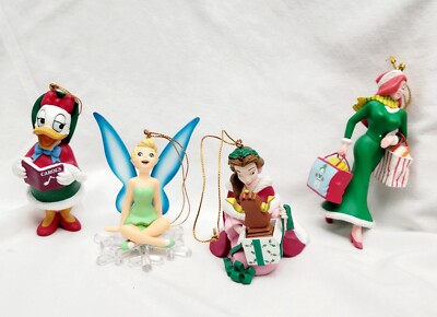 Vintage Disney Christmas Magic Tree Ornament Lot Of 4 Tinkerbell Daisy ...