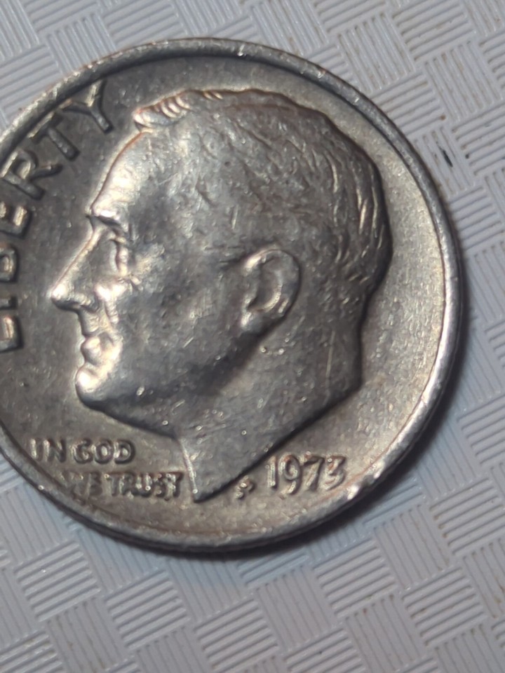 1973 No Mint Roosevelt Dime Motto And Date Error Missing Clad Layer Rim ...