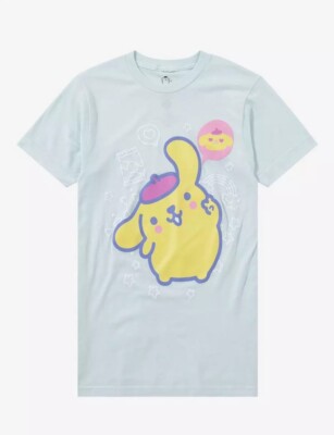Sanrio X HotTopic Pompompurin Peace Sign Boyfriend Fit Girls T-Shirt ...