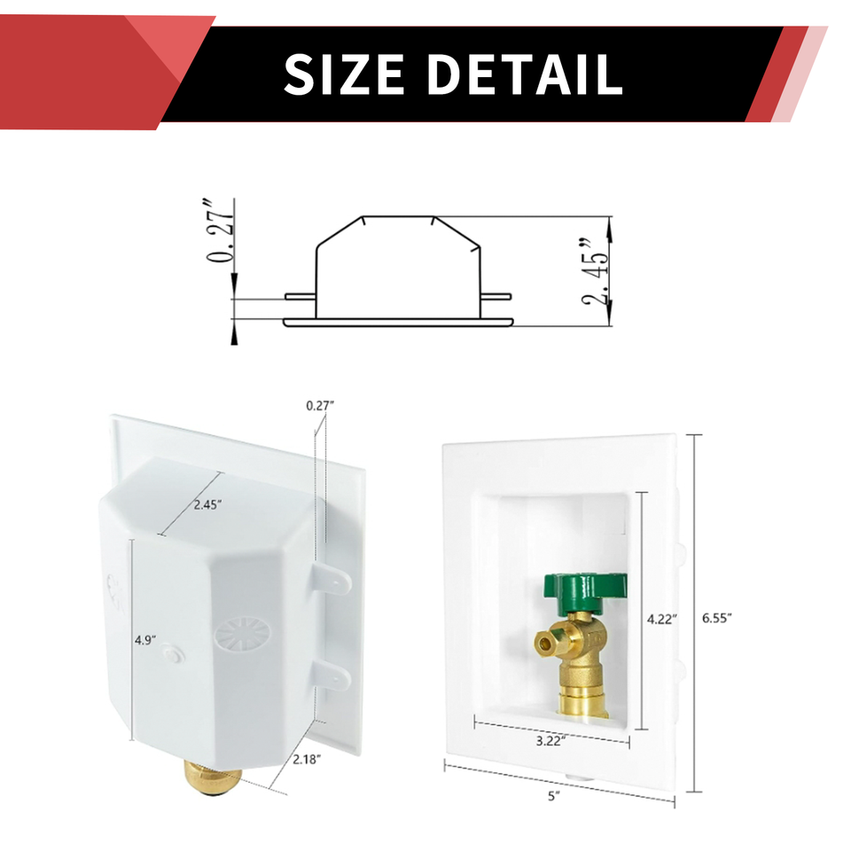 EFIELD 1/2"Pex Crimp Inlet x1/4 inch OD Outlet,Ice Maker Outlet Box Green Handle | eBay