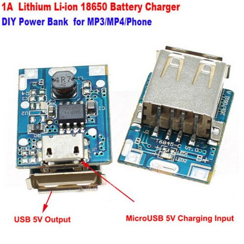 2Pcs Micro USB 5V Li-ion 18650 Battery Charger Module Board DIY Powe.GO ...