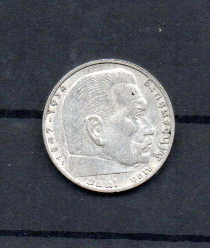 Germany Third Reich Nazi Coin 2 Reichsmark Silver Coin 1937 F ...