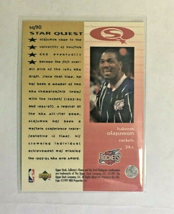 1997-98 Upper Deck Collector's Choice Hakeem Olajuwon Starquest Gold 4 ...
