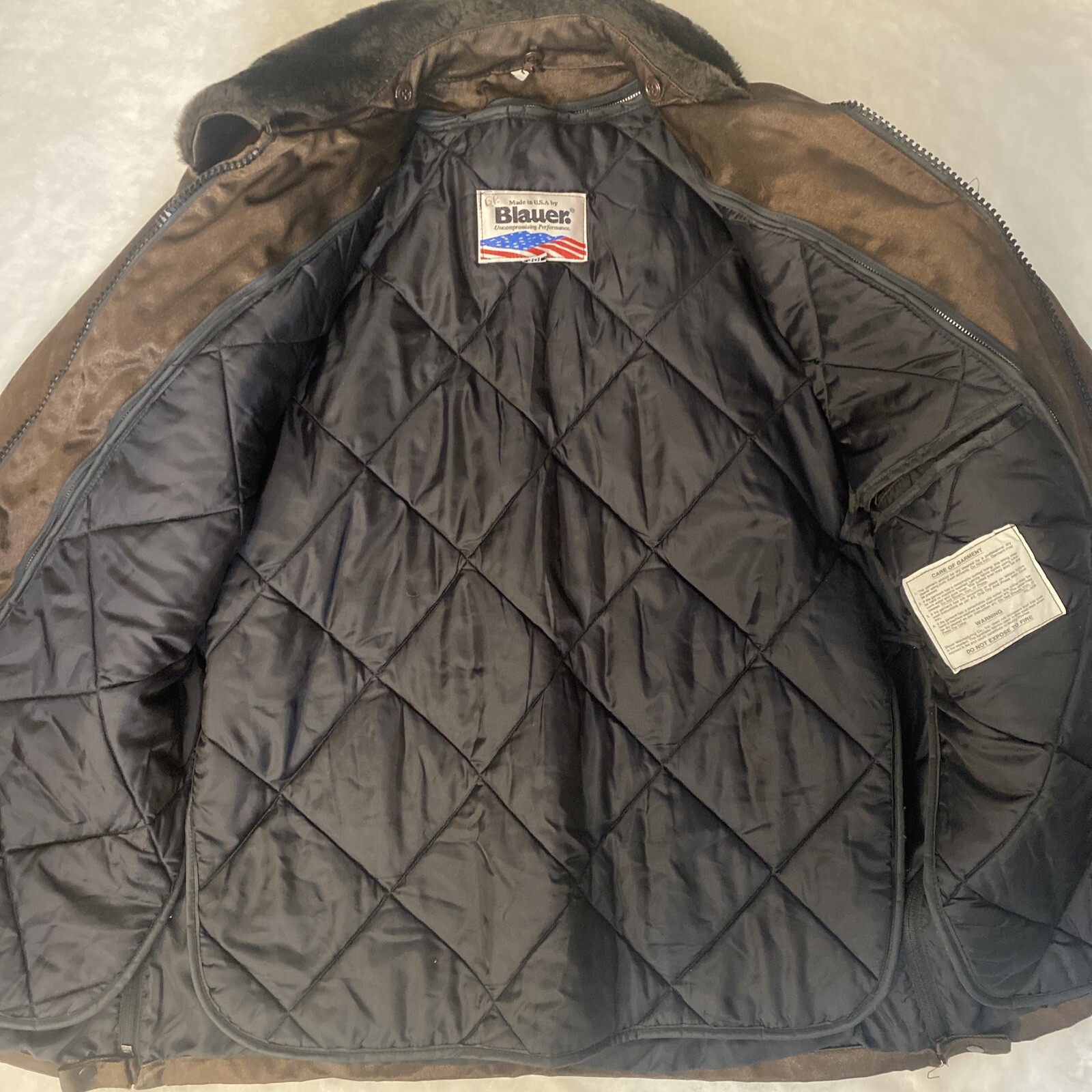 Mens Blauer Police Military Bomber Jacket Brown Lined Size 40L W/Patch ...