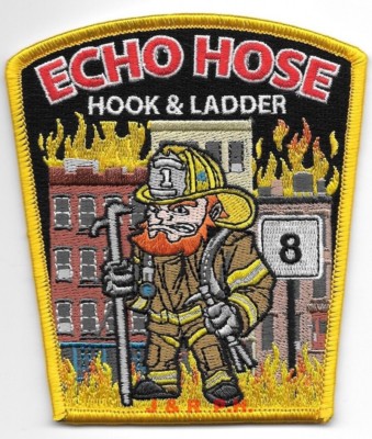 Echo Hose - 8 / Hook & Ladder -8, CT (3.75" x 4.25" size) fire patch | eBay
