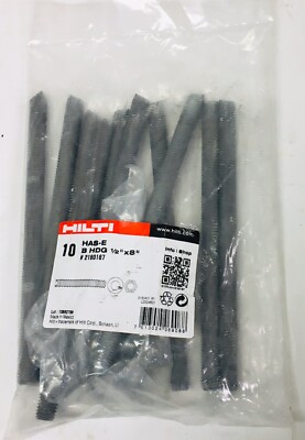HILTI 2160187 HAS-E B HDG 1/2" X 8" THREADED ANCHOR ROD 10 PACK | eBay