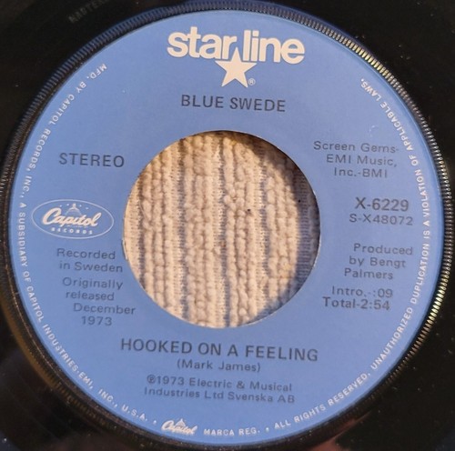 Blue Swede "Hooked On A Feeling / Never My Love" VG+ reissue | eBay