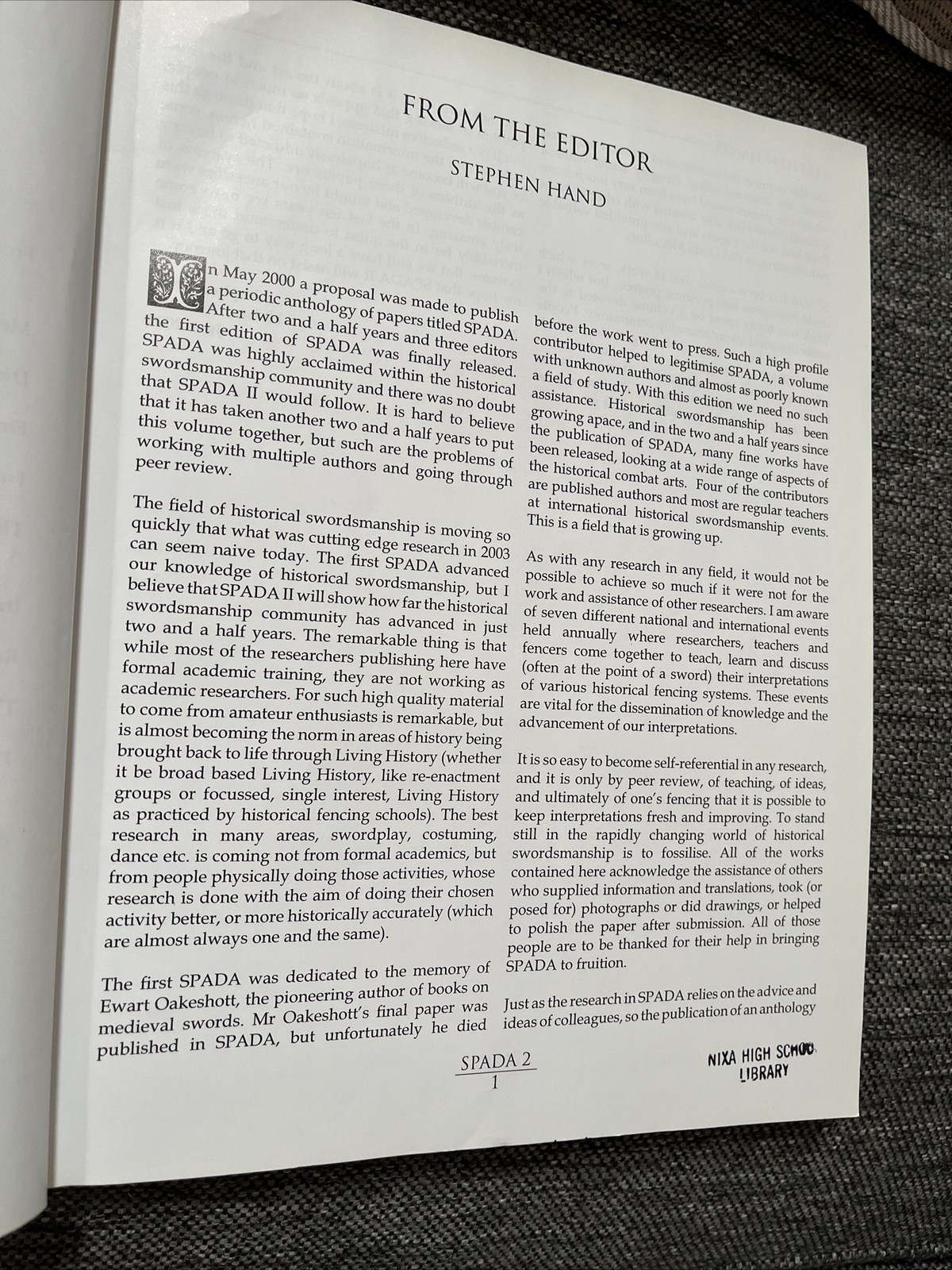 Spada: An Anthology of Swordsmanship - Stephen Hand - The Chivalry ...