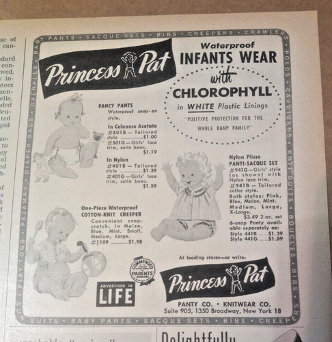 1953 print ad -Princess Pat diaper baby pants panty creepers Vintage ...
