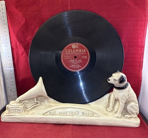 RCA VICTOR HIS MASTER'S VOICE CHALKWARE RECORD STORE COUNTER DISPLAY ...