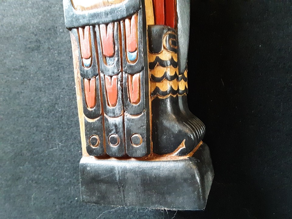 NORTHWEST COAST WOODEN TOTEM POLE, CLASSIC RAVEN EFFIGY FETISH, WY-0724 ...