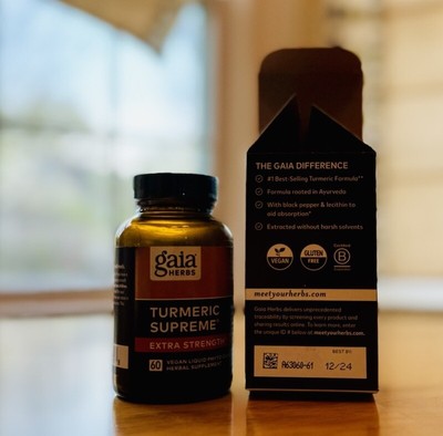 Gaia Herbs Turmeric Supreme Extra Strength 60 Veg Caps - 12 Bottles ...