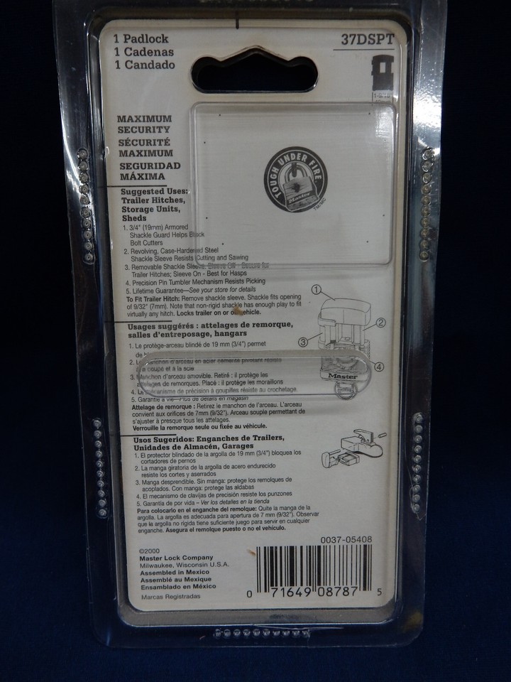 Master Lock Armored Trailer Hitch & Storage Lock Padlock 37DSPT | eBay