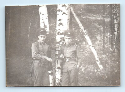Photo guys Soldiers Handsome Couple Military Two men near tree | eBay