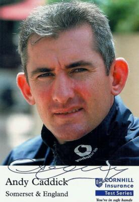 ANDY CADDICK SOMERSET & ENGLAND CRICKETER SIGNED 4X6 INCH PHOTO CARD ...