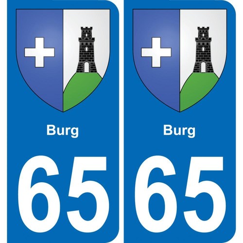65 Burg autocollant sticker plaque immatriculation auto ville | eBay