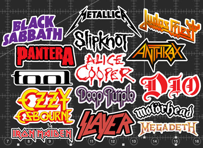 15 Heavy Metal Rock Band Logo Stickers -Clear, Holographic, or White ...
