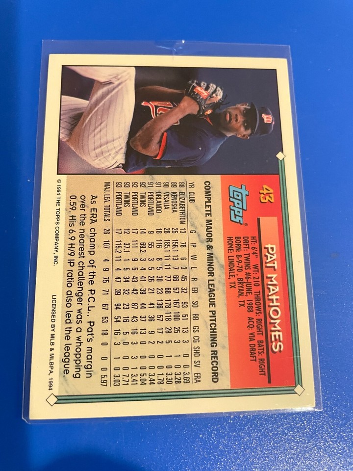 1994 Topps Pat Mahomes #43 Twins {24D2} | eBay
