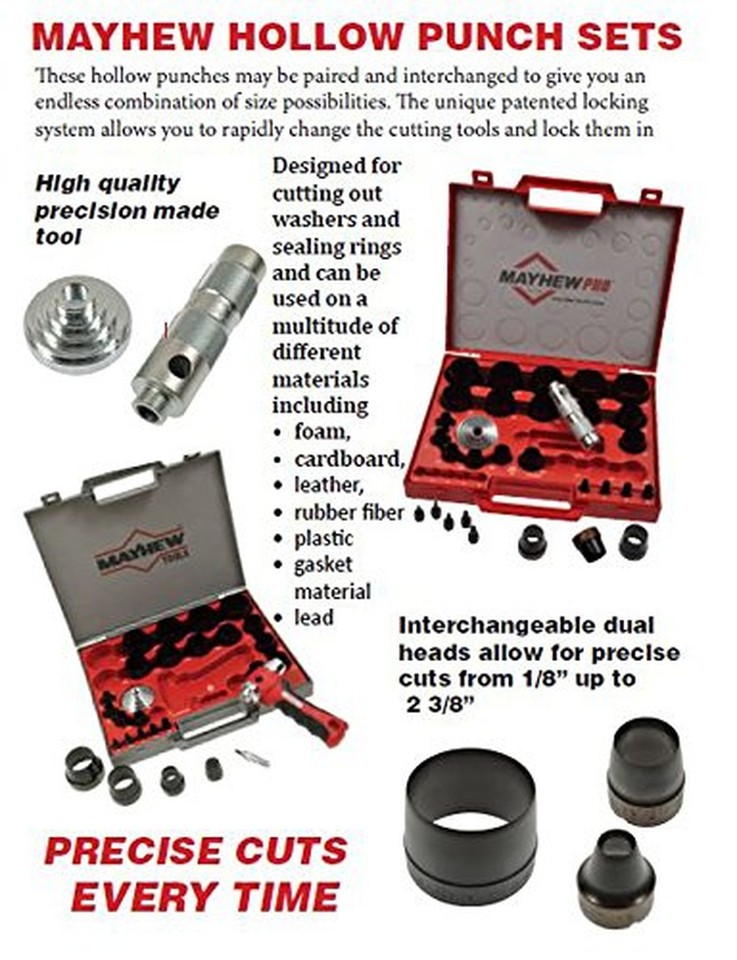 Mayhew Tools 66002 Hollow Punch, 27-Piece Set, Black SAE | eBay