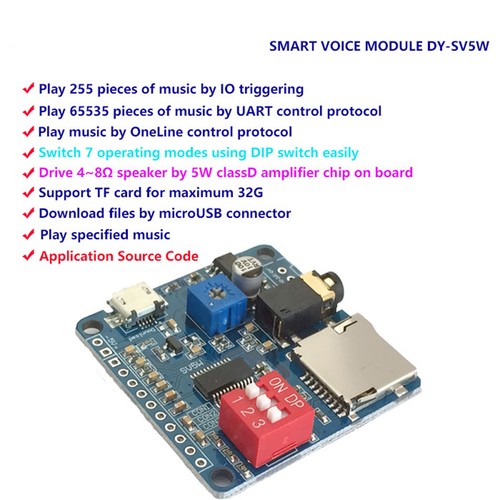 DY-SV8F/SV5W/SV17F micro USB Voice playback module MP3 music player for ...