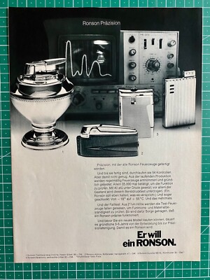 Ronson Feuerzeug Eurolite Victoria Original 1971 Vintage Watch Werbung ...