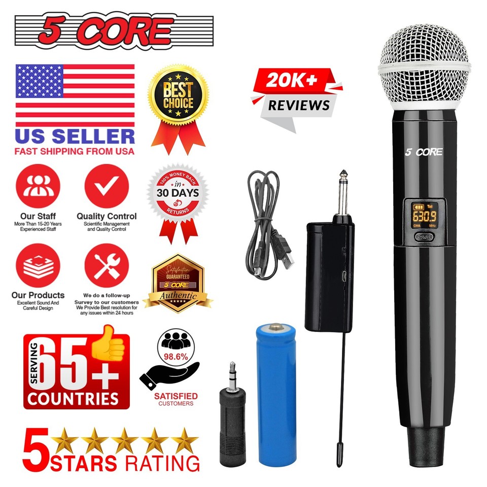 Professional VHF Wireless Handheld Microphone System Karaoke w/Adapter ...