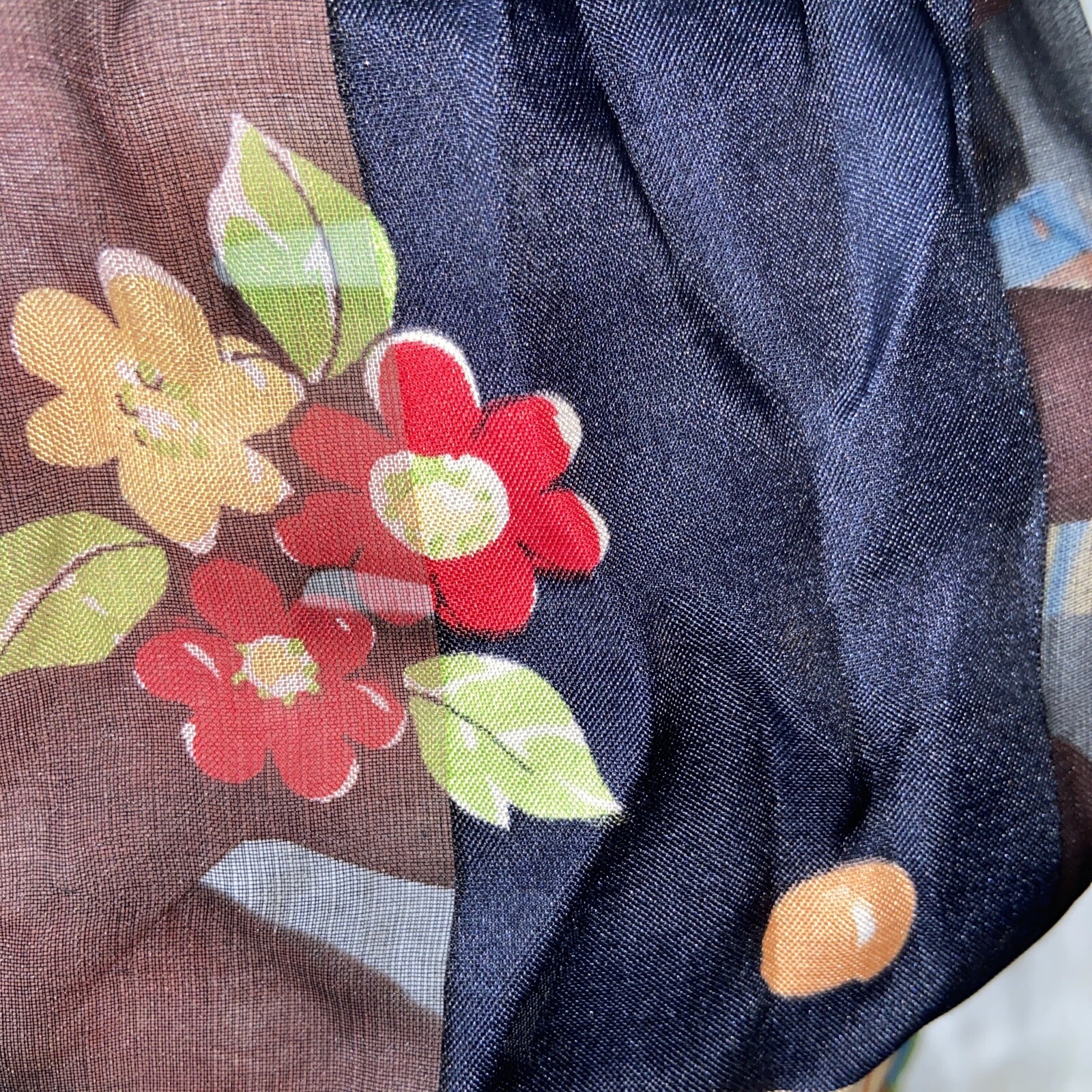 Cejon Accessories 100% silk scarf, 14" x 60", brown autumn leaves ...