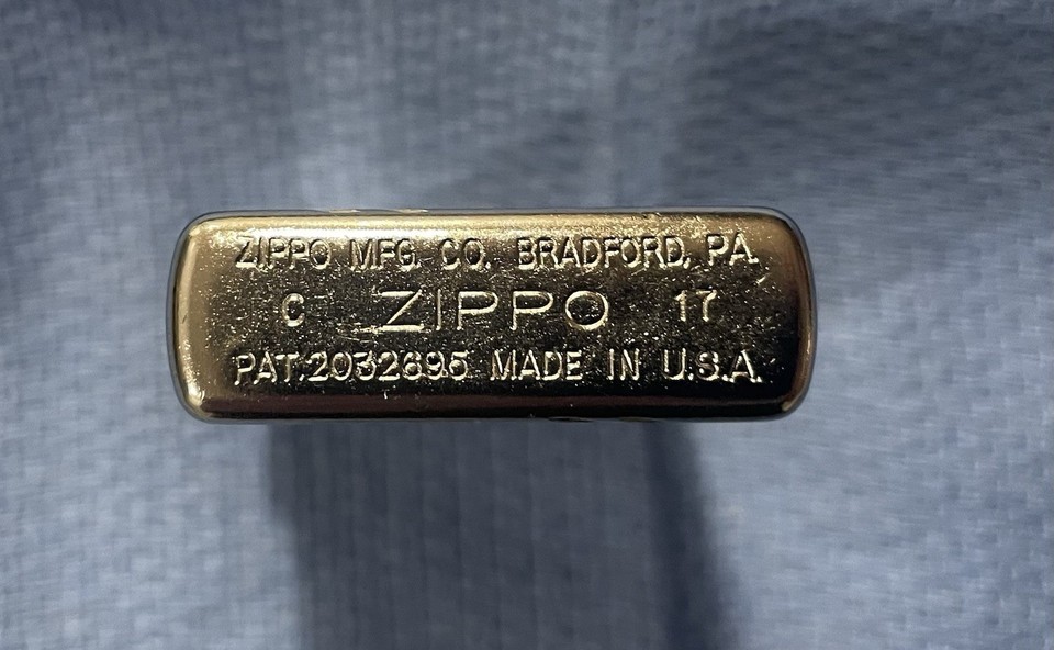 ZIPPO REPLICA 1937 CORNER SLASHES PAT 2032695 (Dated 2017) Flat Bottom ...