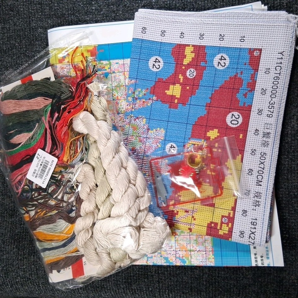 Vintage Botanical Cancer Zodiac Stamped Cross Stitch Kit 11 CT 50x70 cm ...