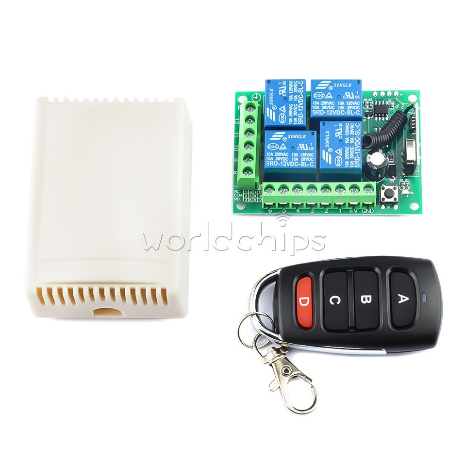DC12V 433MHz 315MHz Wireless Remote Control Switch 4CH Relay Receiver ...