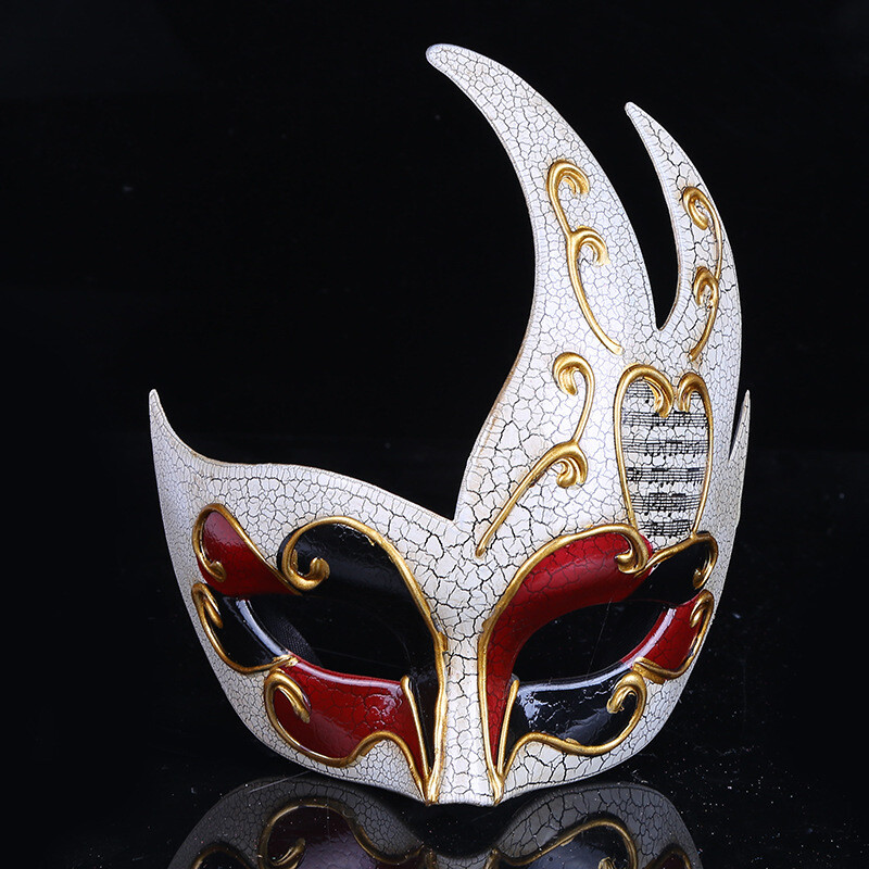 Half Face Venetian Flame Mask Men Masquerade Mardi Gras Fancy Dress ...