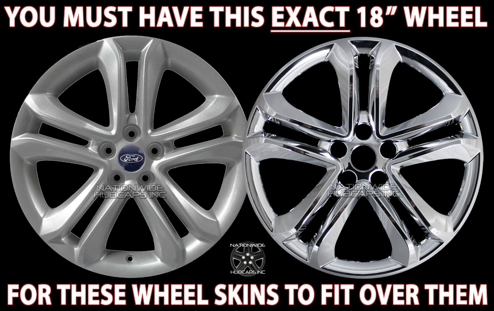 Set of 4 fits Ford Edge SEL 2019-2021 Chrome 18" Wheel Skins Hub Caps ...