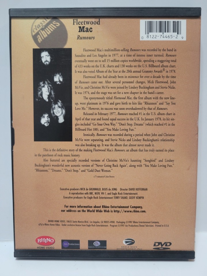 Classic Albums - Fleetwood Mac: Rumours (DVD, 1998) VG Condition ...