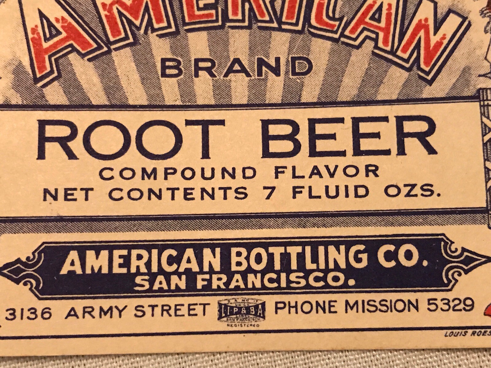 American Bottling Vintage Root Beer Bottle Label, San Francisco ...
