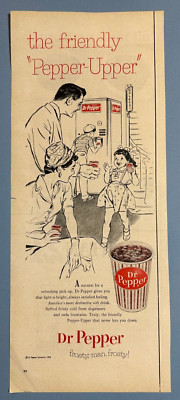 1958 Dr. Pepper Soda Print Ad Pepper Upper Family with Vending Machine ...