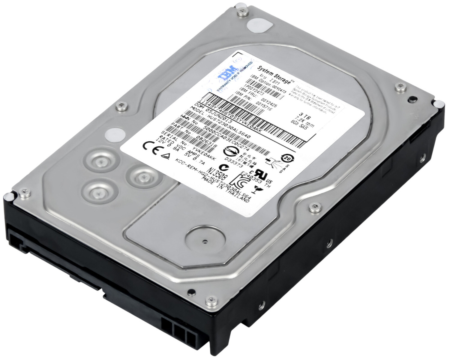 00Y2425 IBM 3tb HDD Hard Drive 7200 RPM SAS 3.5" 6gbps Tested NG for ...