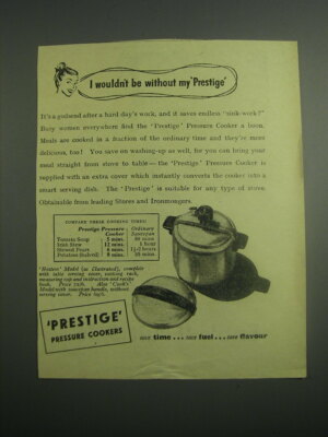 1948 Prestige Pressure Cooker Ad - I wouldn't be without my Prestige | eBay