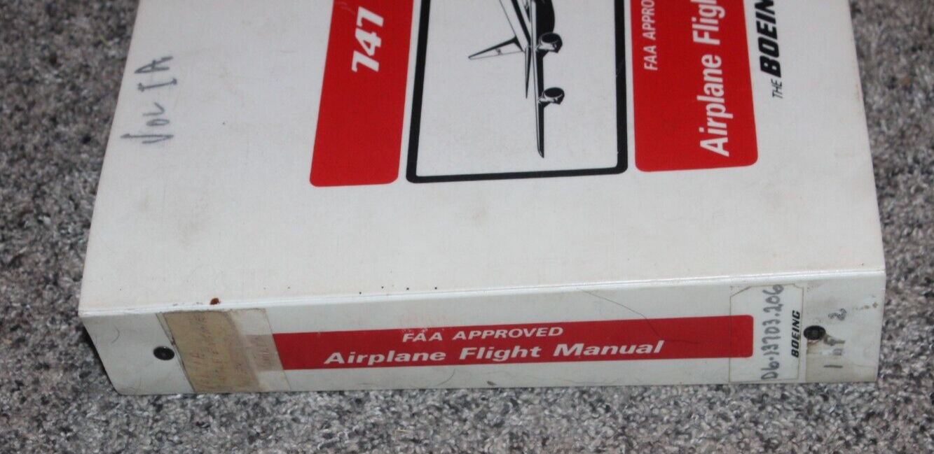 Boeing 747 Flight Manual Airline Factory Binder with Dept of Trans Data ...