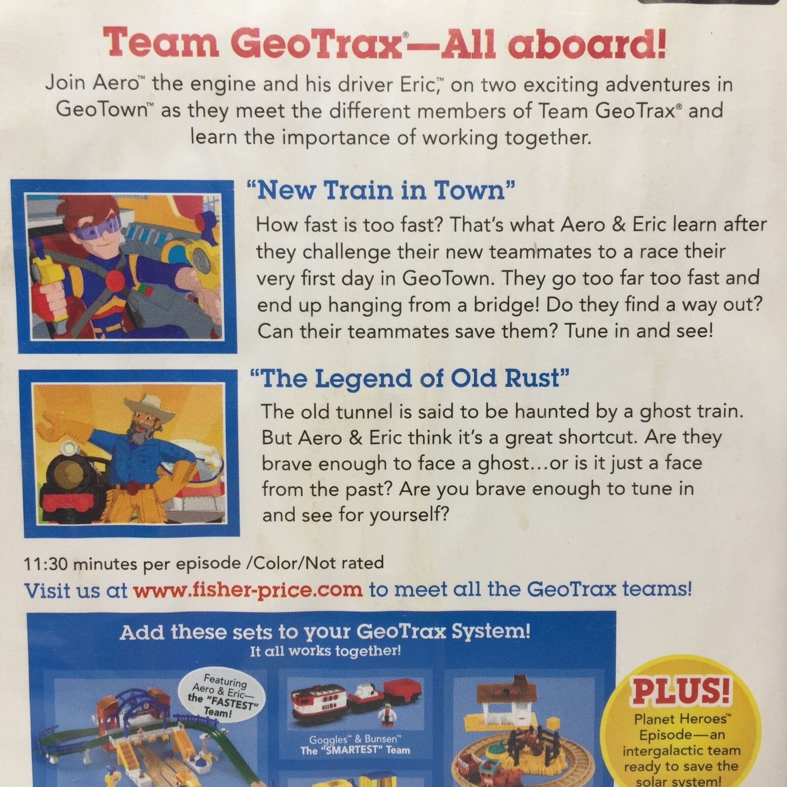 Fisher Price Team GeoTrax All Aboard DVD 2 Animated Episodes Aero Eric ...