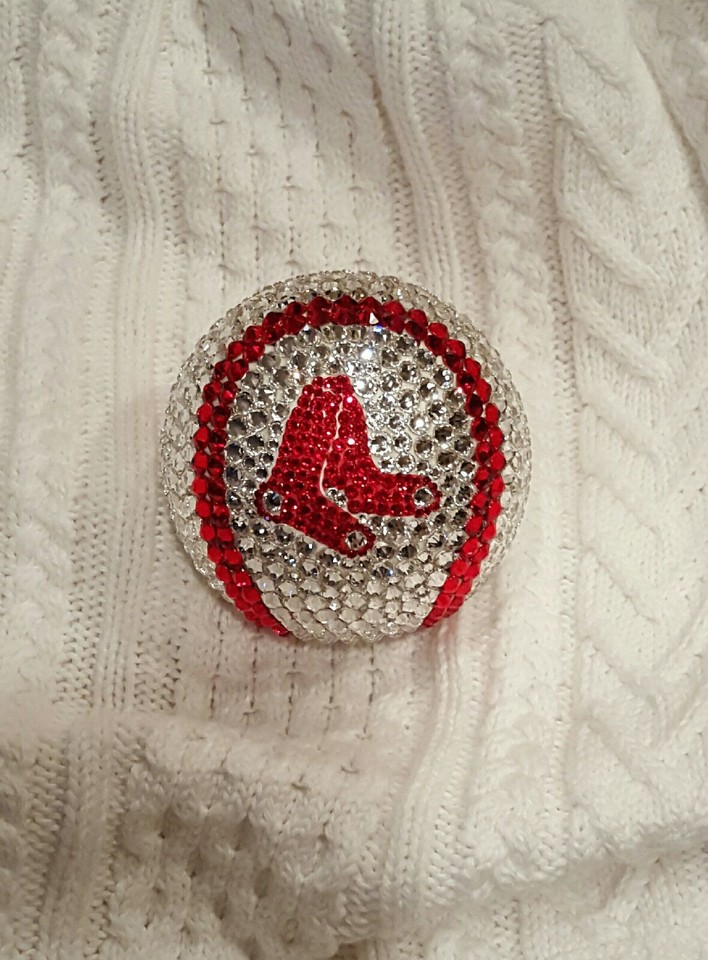 MLB SWAROVSKI CRYSTAL RED SOX BASEBALL , bling baseball,crystal ...