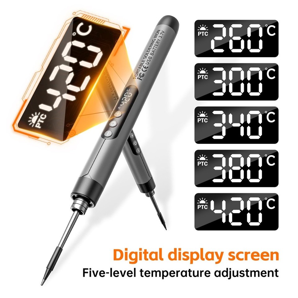 Cordless USB Digital Soldering Iron Adjustable Temperature Type-C ...