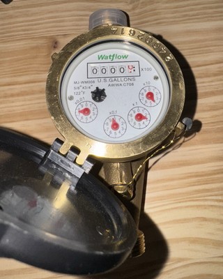 Watflow MJ-WM008 U.S. Gallons Water Meter - 5/8" x 3/4", Brass Body ...