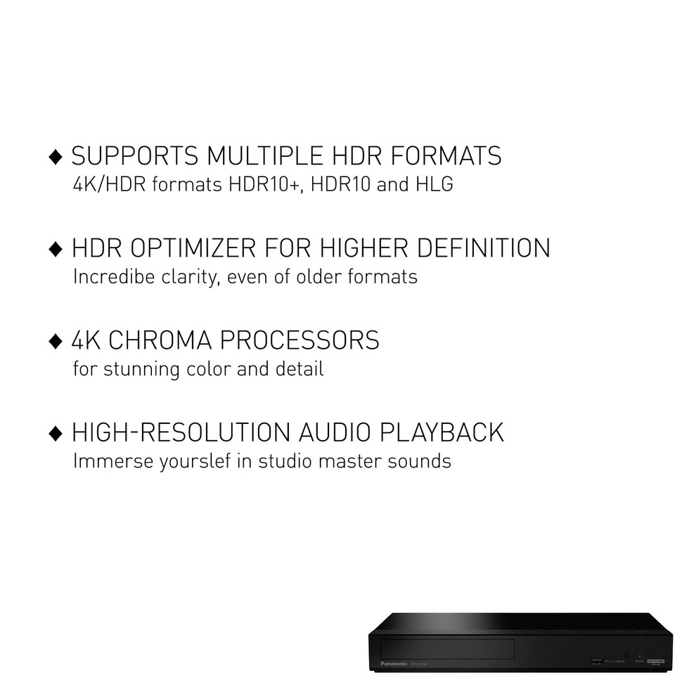 Panasonic 4K Blu Ray Player Ultra HD Premium Video Playback and Hi-Res ...