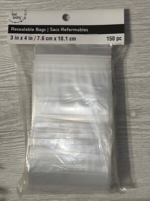 150 3"x4" Clear Poly Bags Reclosable 3x4 Top Seal Baggies 150ct Plastic ...