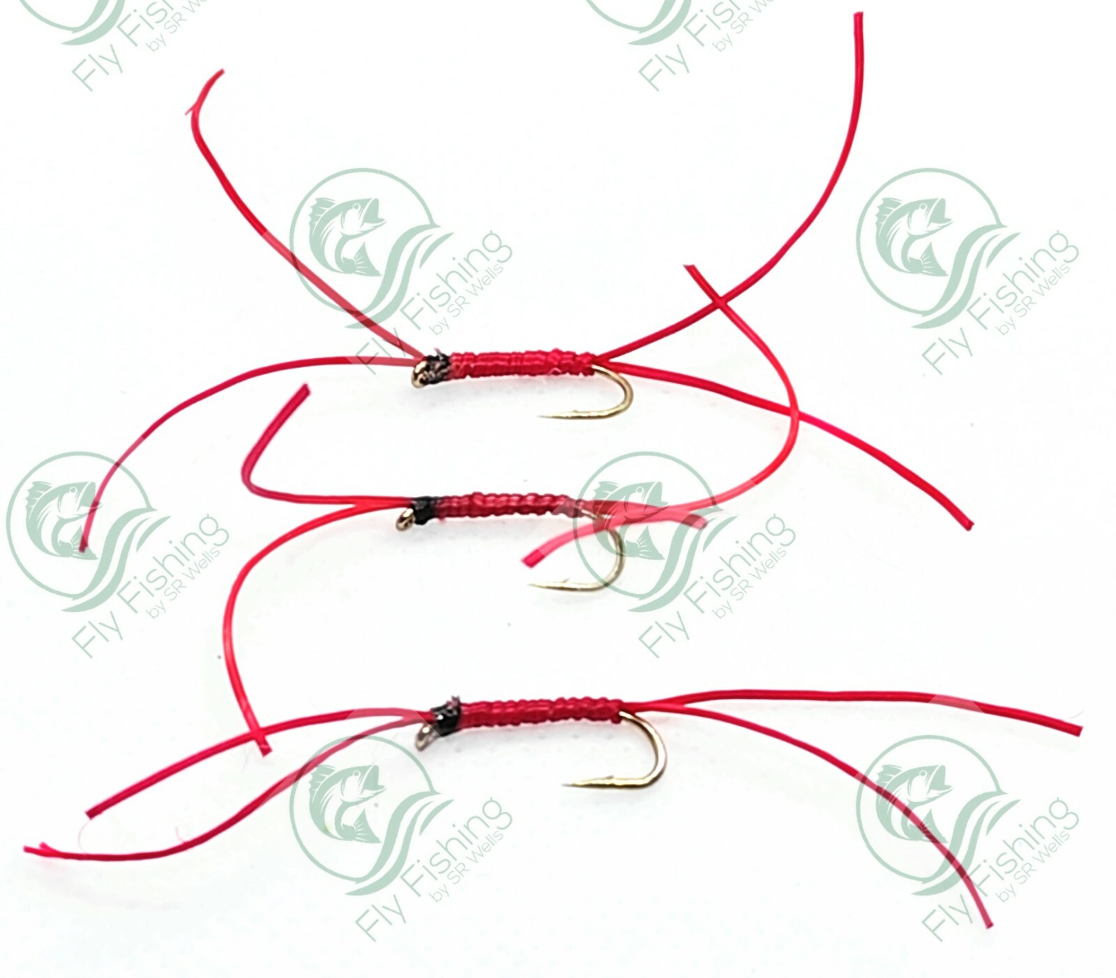 3 RED APPS BLOODWORM Flies Flexi Floss Buzzers Trout FLY Fishing Size ...