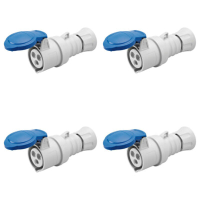 4 x Gewiss GW62004H Couplers (Female) 2 Pole & Earth Blue 230 Volt 16 ...