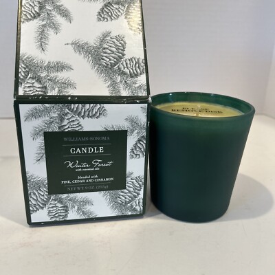 WILLIAMS SONOMA Winter Forest 1-Wick Scented Candle 9 oz Frosted Glass ...