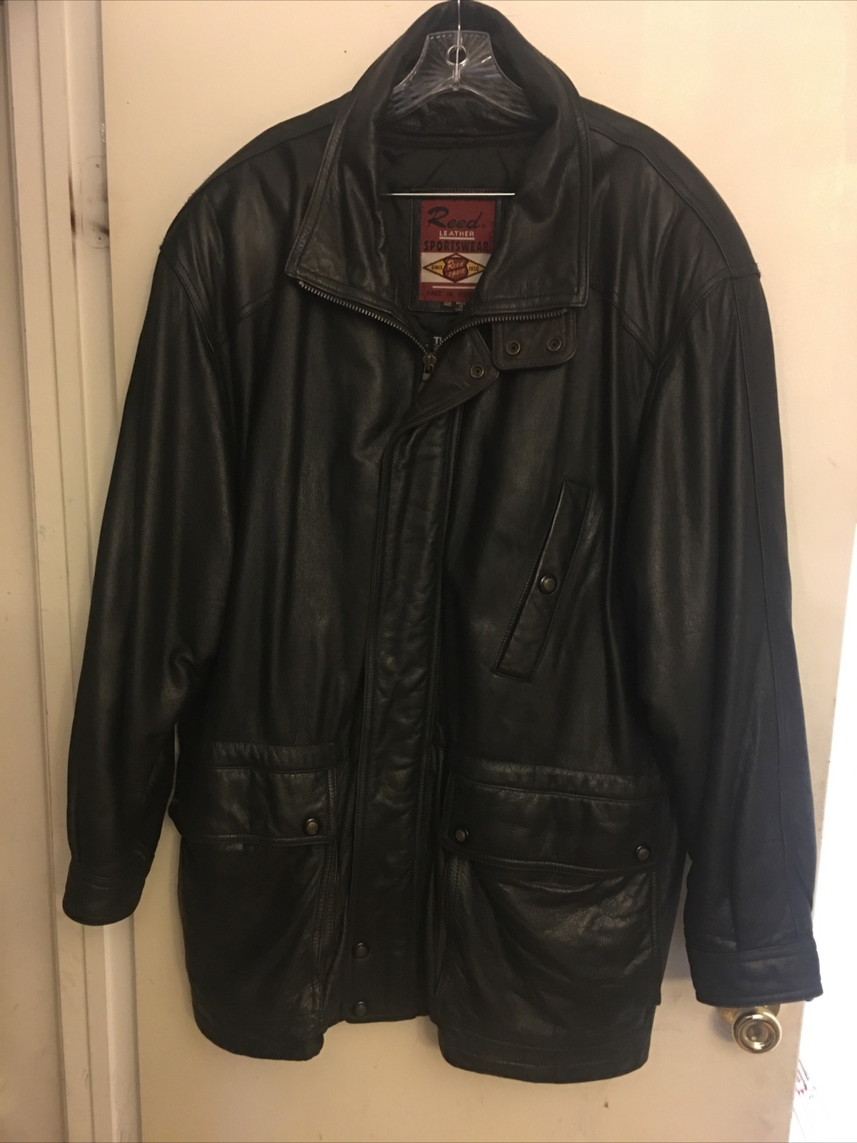 Vintage Black Leather Reed Sportswear Bomber Leather … - Gem