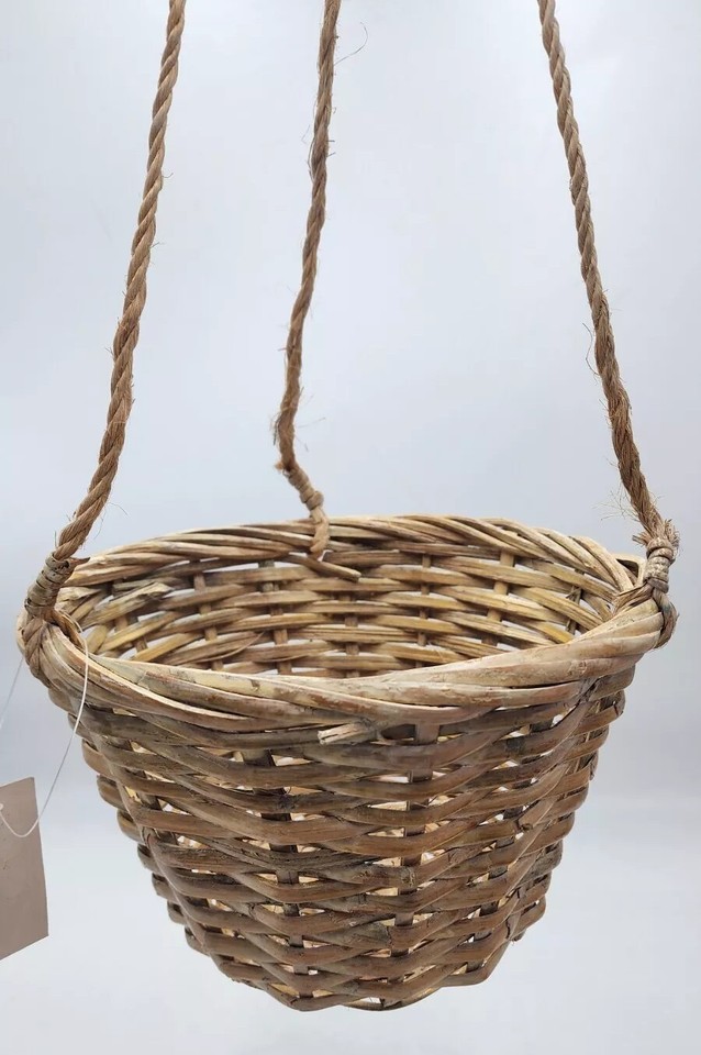 3 Pcs Hanging Basket Natural Woven Rattan/Wicker/Bamboo/Straw/Twine 10 ...